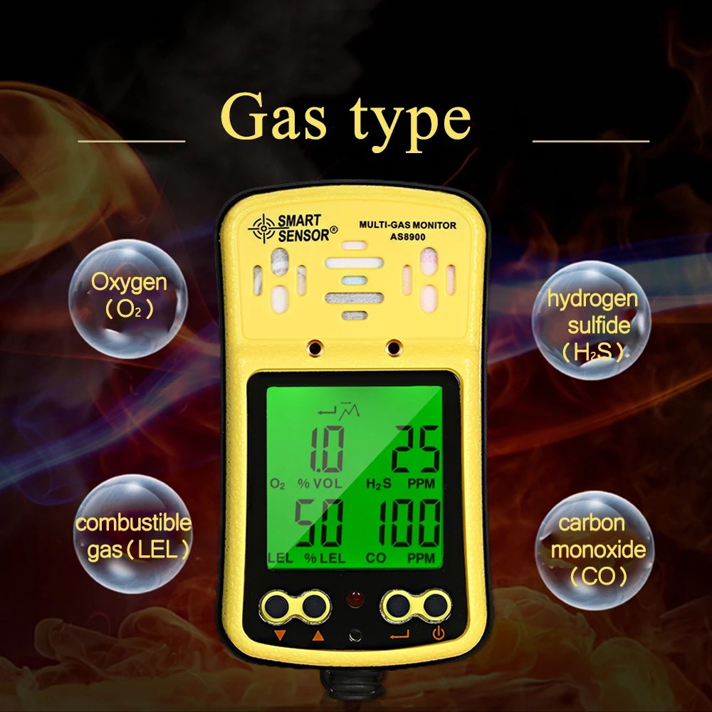 AS8900 AS8901 Gas Quality Tester Air O2 Hydrothion H2S Carbon Monoxide ...