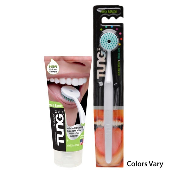 TUNG Brush & Gel – Natural Pack - Tongue Cleaner – (Brush Color Varies ...