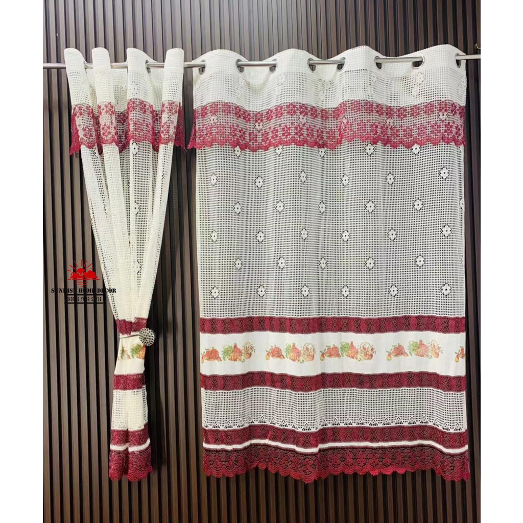 Half-Curtain Lace Hem Short Curtain For Bedroom Kitchen Small Window ...