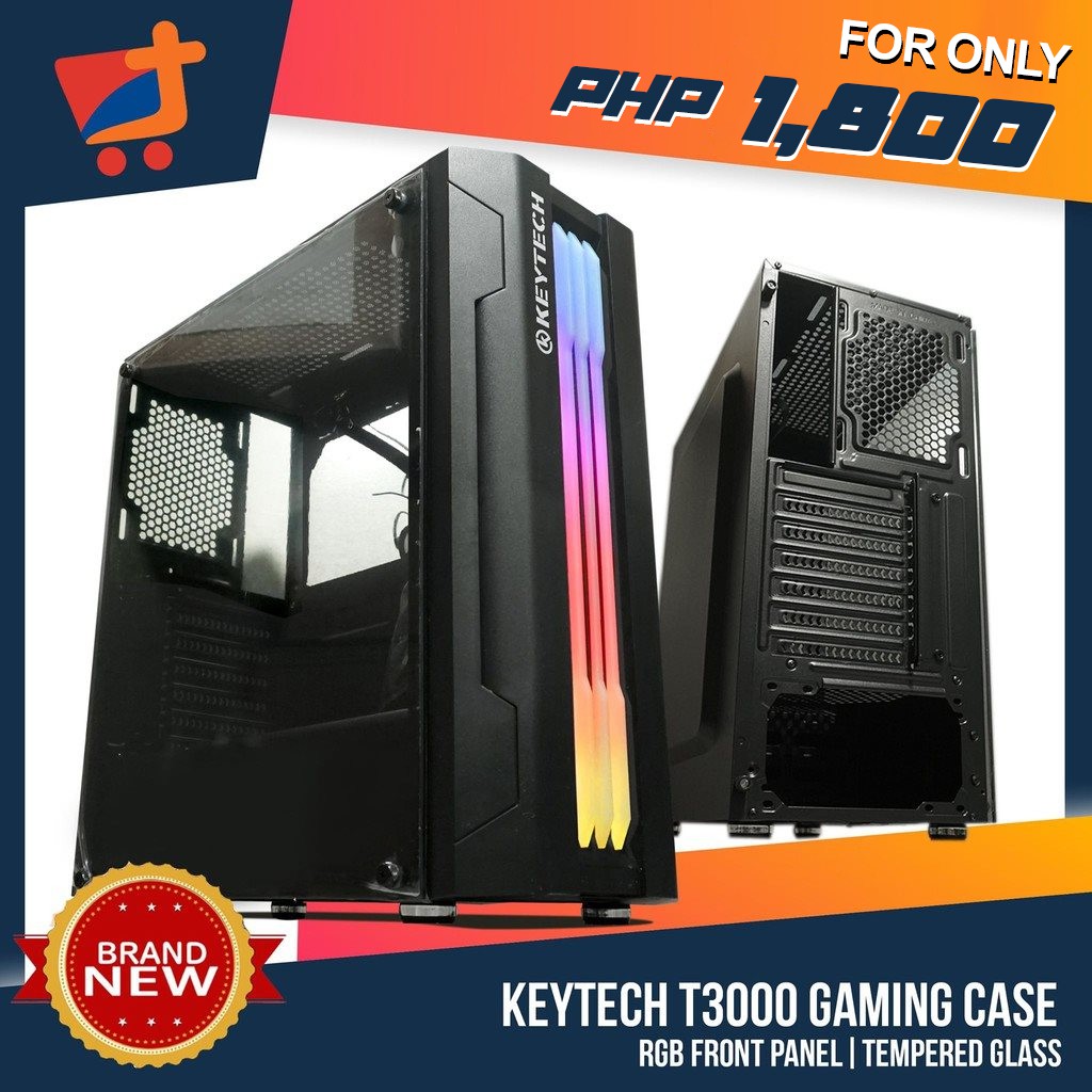 Keytech T3000 ATX Tempered Glass Midtower Desktop Gaming Case with ...