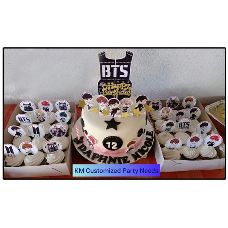 BTS Cake & Cupcake Topper Set (1 cake topper set & 24pcs. cupcake ...