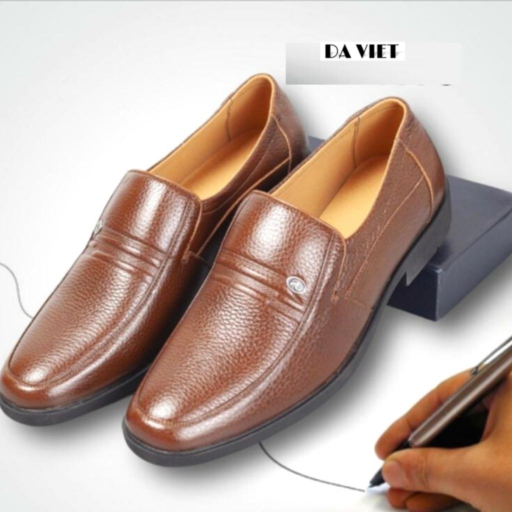 Daviet soft full-grain cowhide middle-aged men's shoes with rubber sole ...