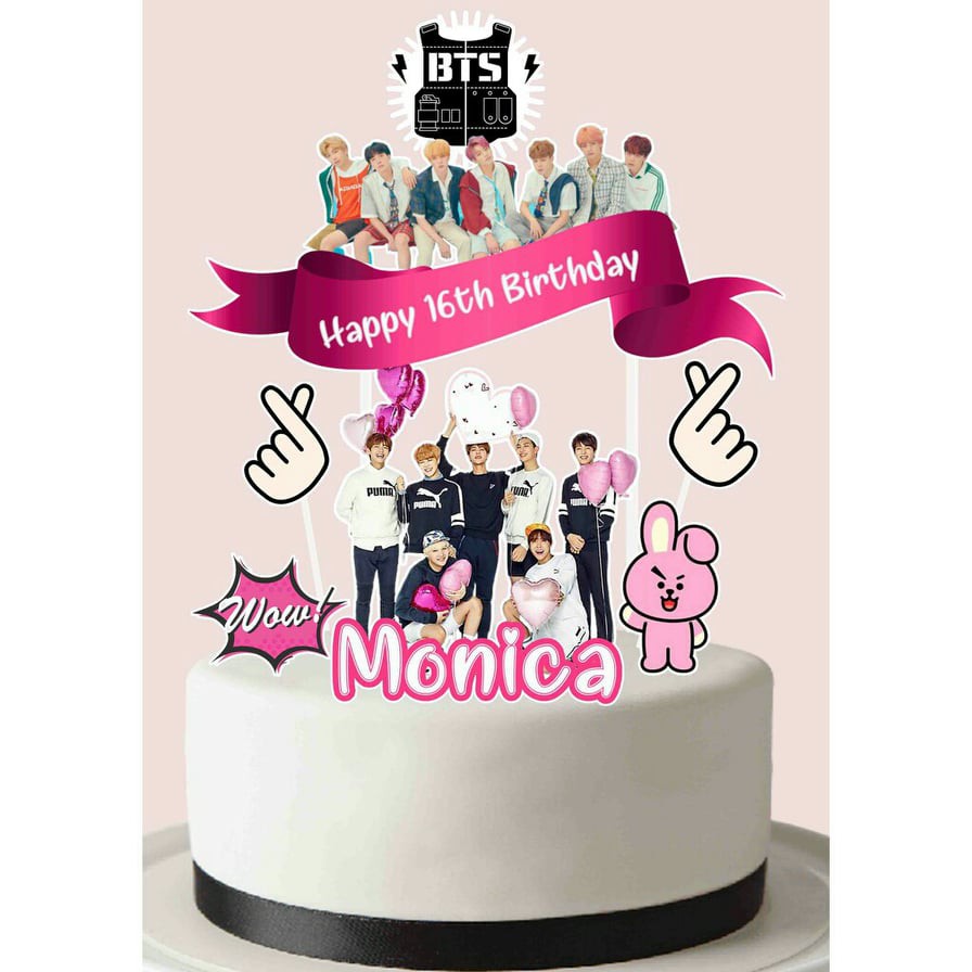 BTS Theme Cake Topper Pink | Shopee Philippines