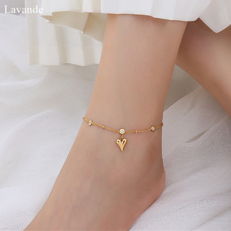[LAVANDE] Japanese Korean Fashion Love Heart Diamond-Studded Titanium ...