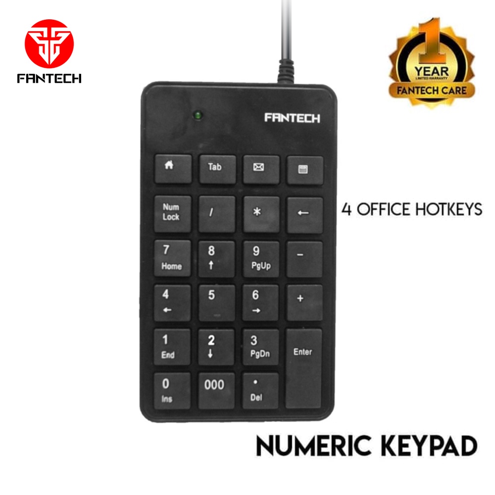 Fantech Numeric Keyboard Office K801/FTK801 Membrane 23 Keys Wired Numeric Keypad 1 Year ...