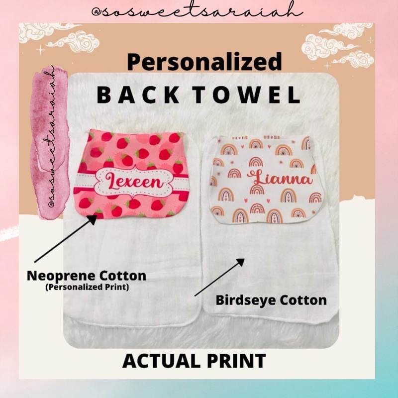 Personalized Back Towel-1pc BATCH #1 Design No. 1-150 | Shopee Philippines