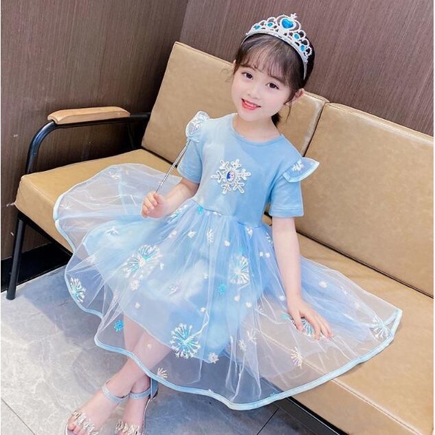 Girls Dress New Frozen Dress Elsa Anna Princess Skirt Children Cotton ...