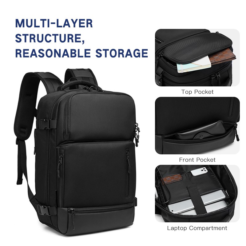 OZUKO Large Capacity USB Charging Men Laptop Backpack Waterproof Travel ...
