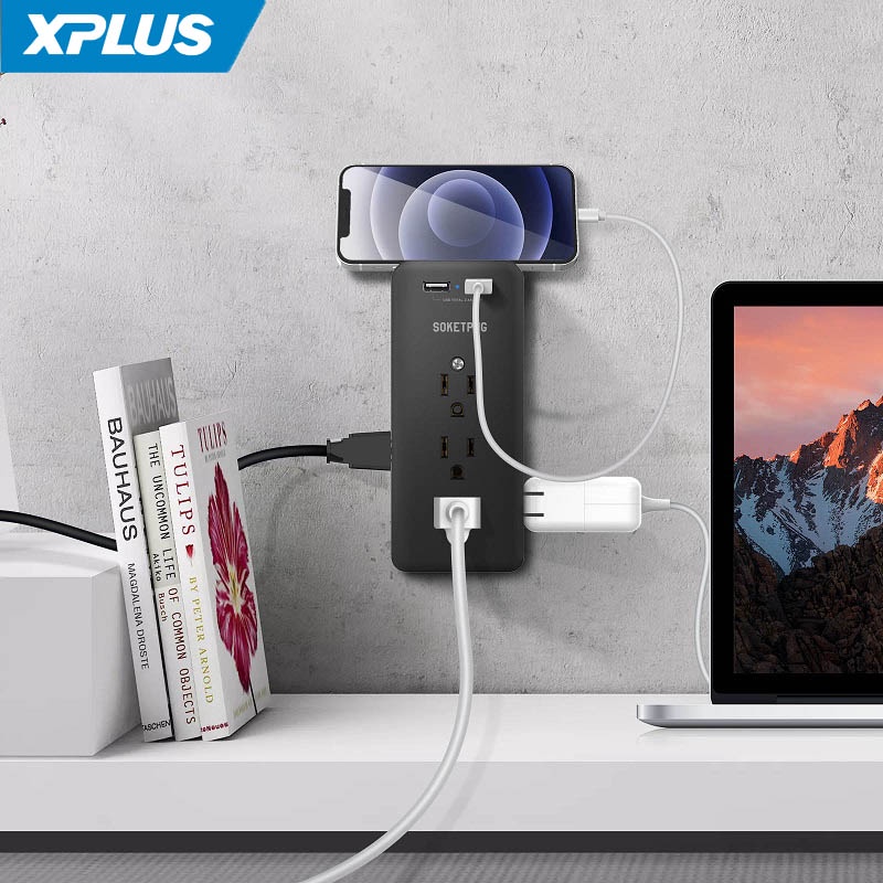 Multi-plug socket with 2 USB charging ports total 2.4A, 9 AC power ...