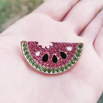 Exquisite design red rhinestone watermelon brooch female clothing ...