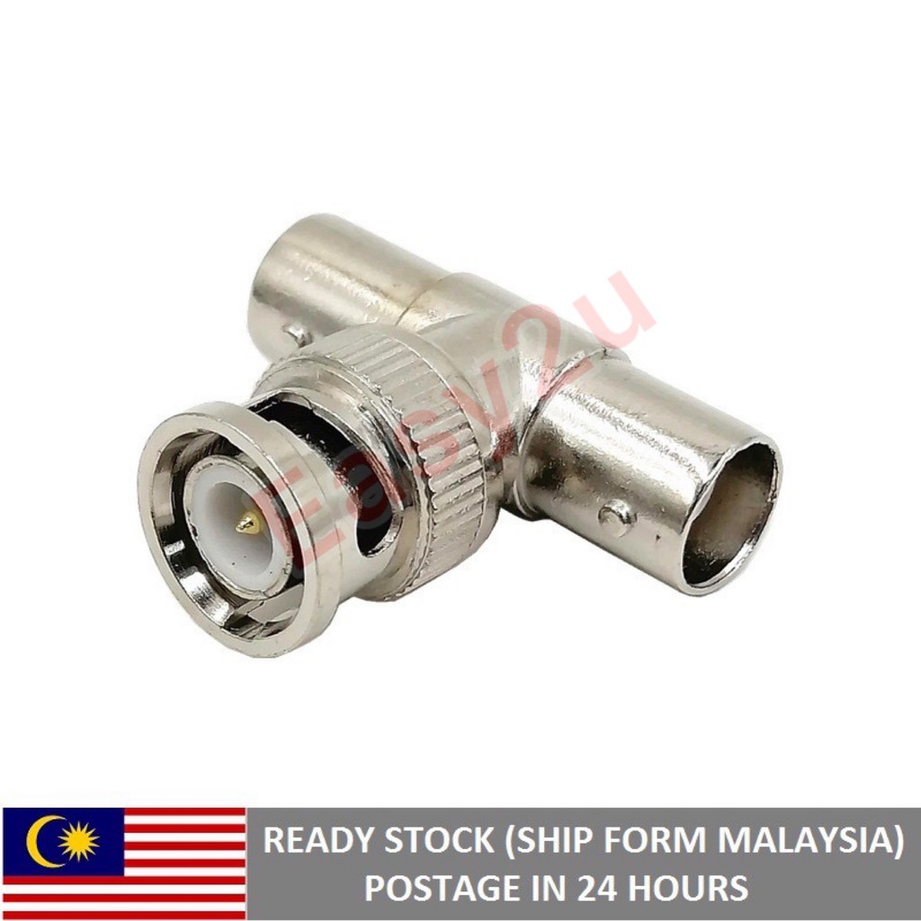 BNC T JOINT FEMALE MALE FEMALE CONNECTOR Joint Type RG59 / RG6 Coaxial ...