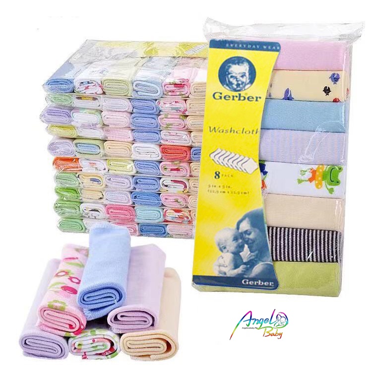 8 Piece Pack Washcloth Bimpo Square Face Towel Baby towels baby squares ...