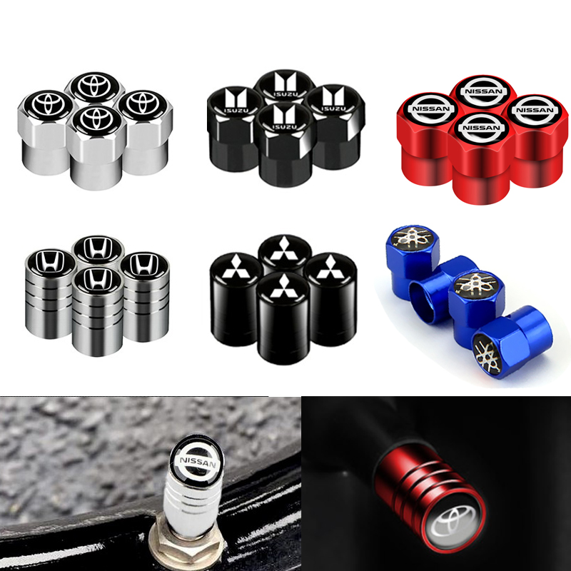 4PCS/SET Car Tire Valve Caps Automotive Metal Parts Printed With New ...