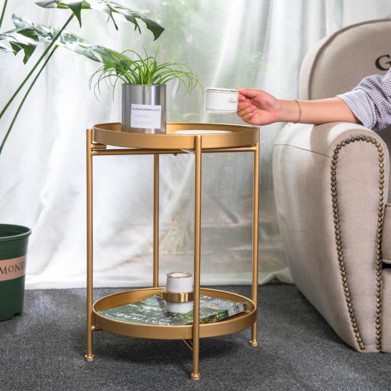 Side Table Gold / Coffee Table Gold Tray / Golden Table / Round Gold ...