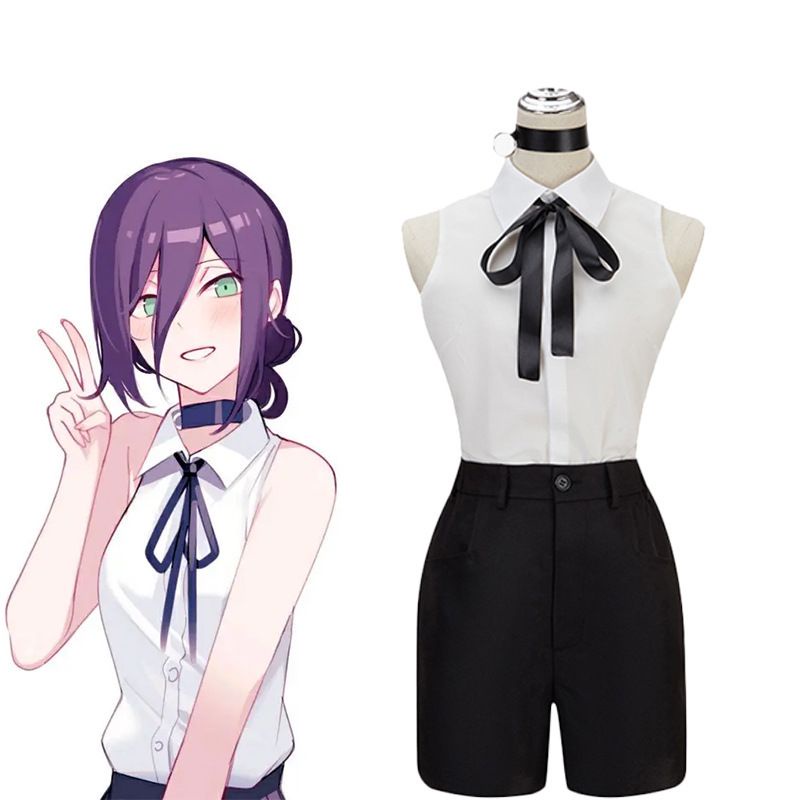 Anime Chainsaw Man - Reze Cosplay Sleeveless Shirt Shorts Uniform Set ...