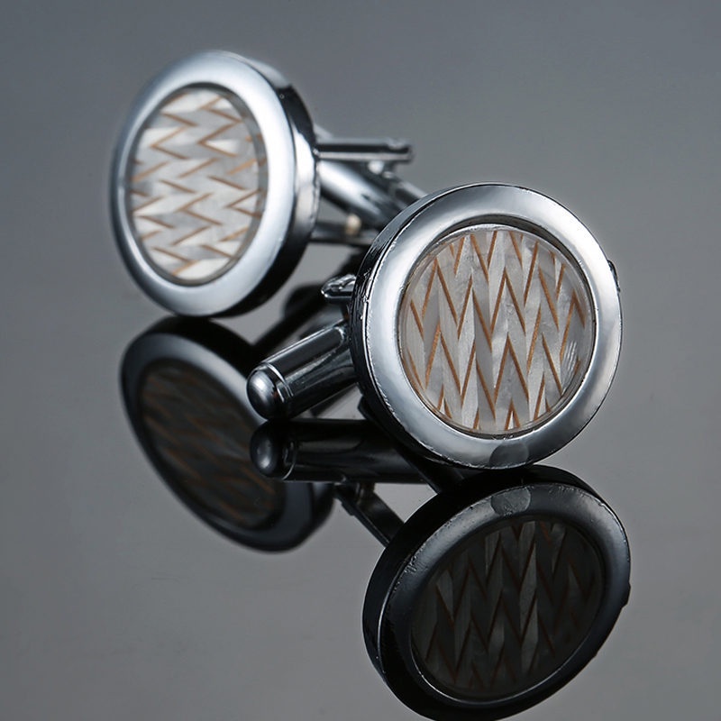 【NF】Fashion Men's French Cufflinks Gold Silver Laser Metal Cufflinks ...