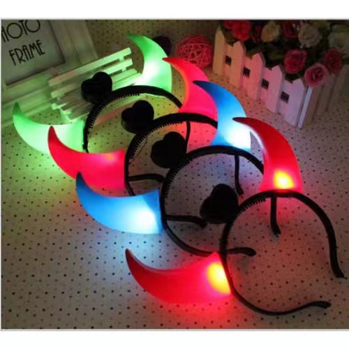 LED Devil Horn Light Up Headband Flashing Decoration For Halloween ...