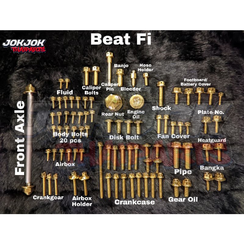 Heng Gold Bolts Set Honda Beat FI V1/V2 | Shopee Philippines