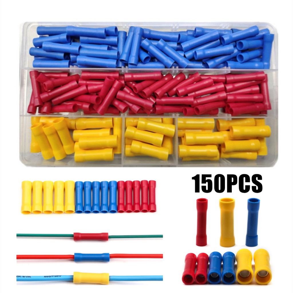 150Pcs Electrical Wire Crimp Terminals Kit BV1.25 BV2.5 BV5.5 Insulated ...