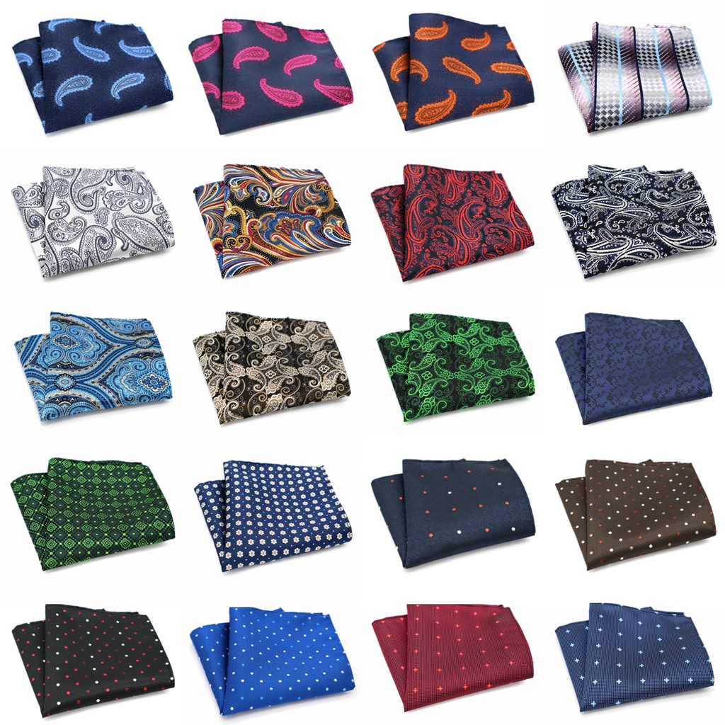 Fashion Men Handkerchief Silk Jacquard Woven Paisley Polka Dots Floral ...