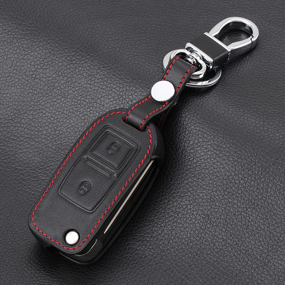 Genuine Leather 2 Buttons Car Key Cases. For Volkswagen Golf Mk4 Mk5 ...
