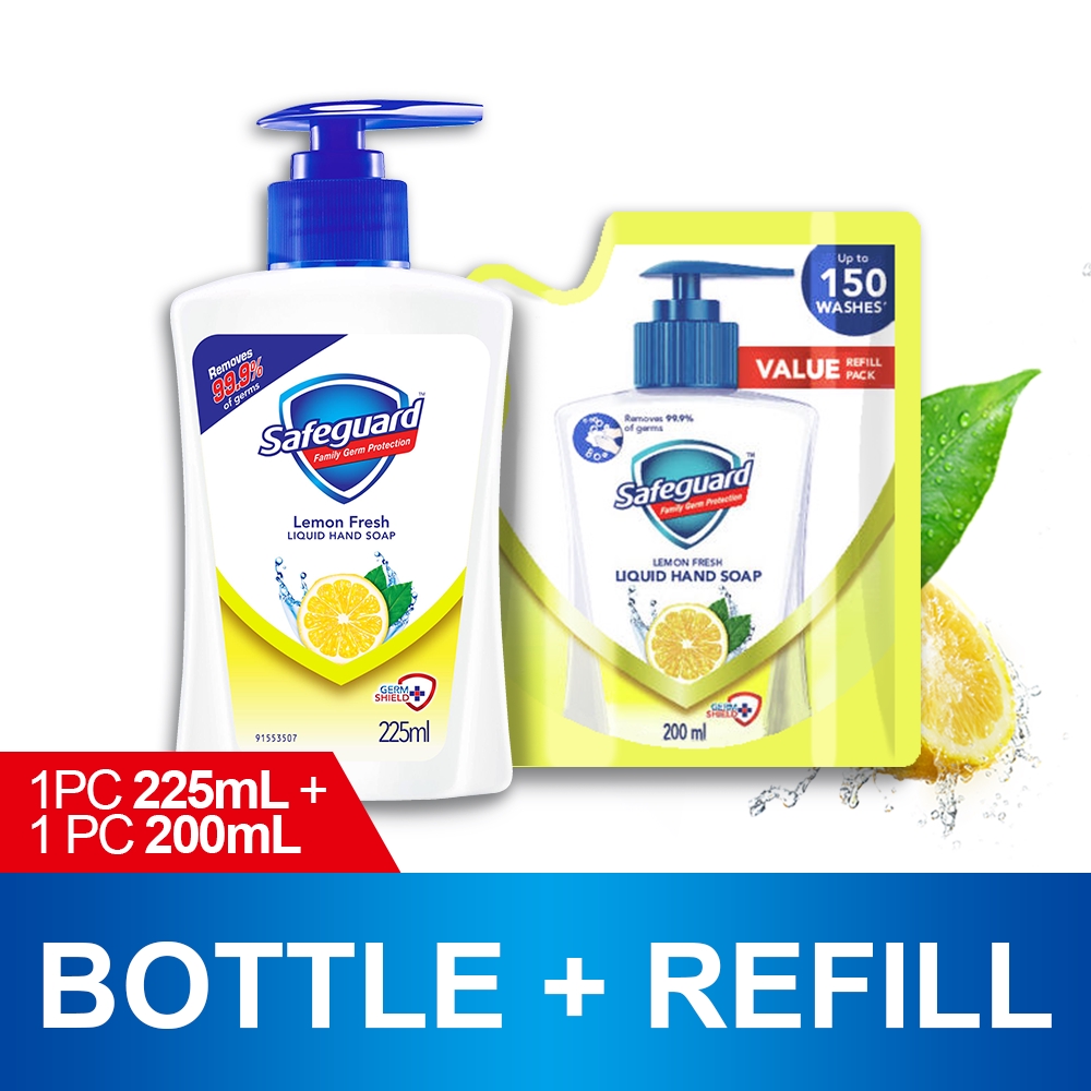 Safeguard Lemon Fresh Liquid Hand Soap (225mL) + Refill (200mL ...