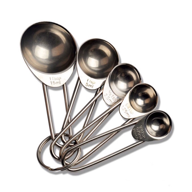 Beautiful 5-Piece Stainless Steel Measuring Spoon Set (Unit TSP,ML ...