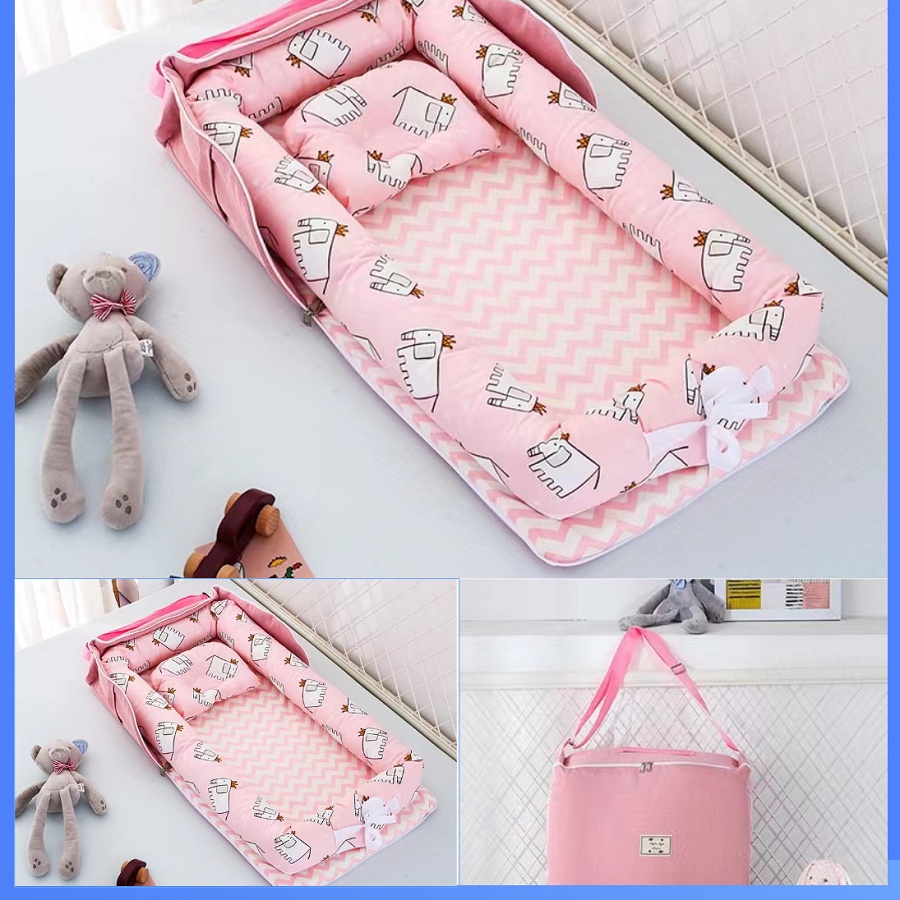 Newborn baby bed portable baby bed washable 4 in 1 steps cotton crib ...
