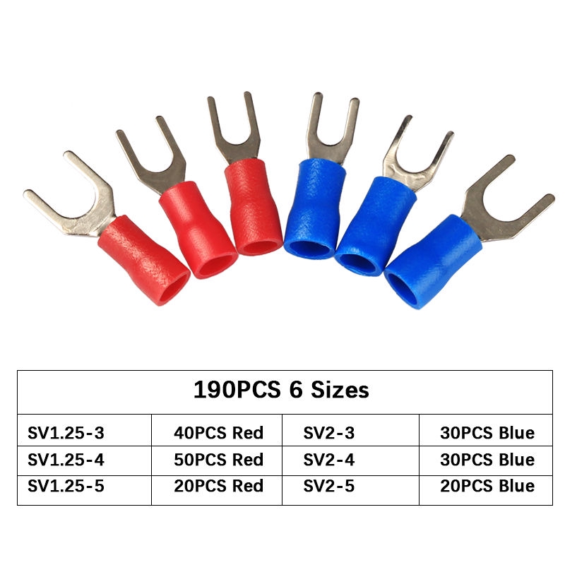 190Pcs Crimp Terminal Spade Fork Connector Wire Connector Insulated ...