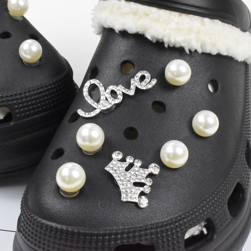 croc Accessories Charms Set Pearl Crown croc jibits Charm Hole Shoes ...