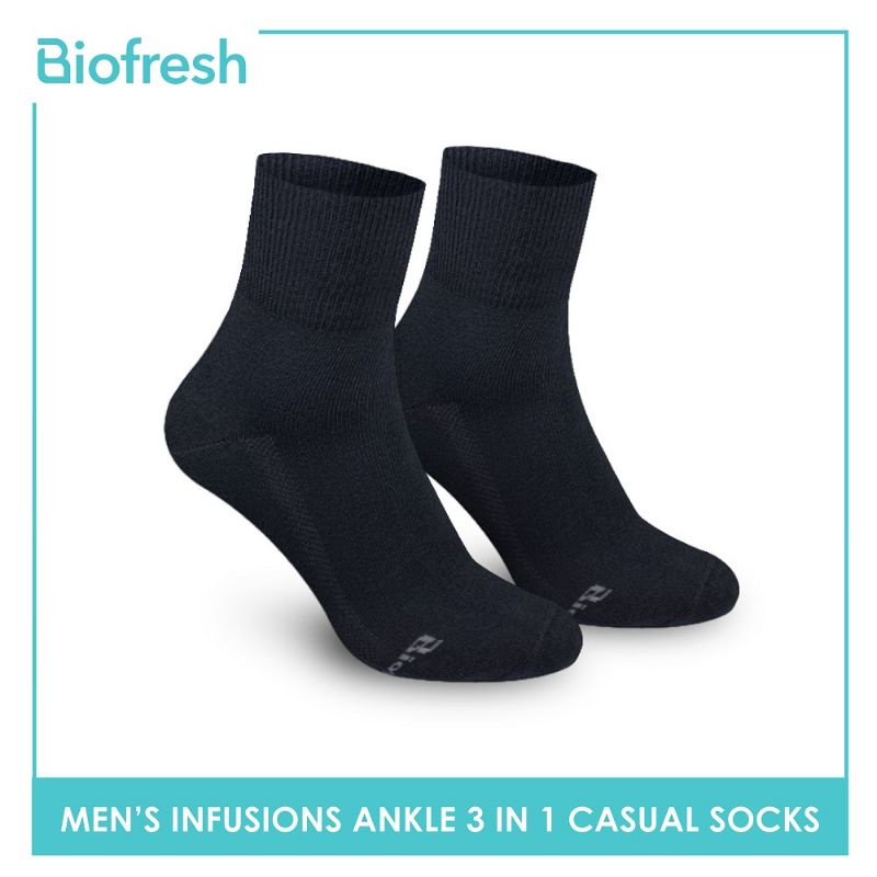 Biofresh Infusion RMCKG11 Men's Cotton Ankle Casual Socks 3-in-1 Pack ...
