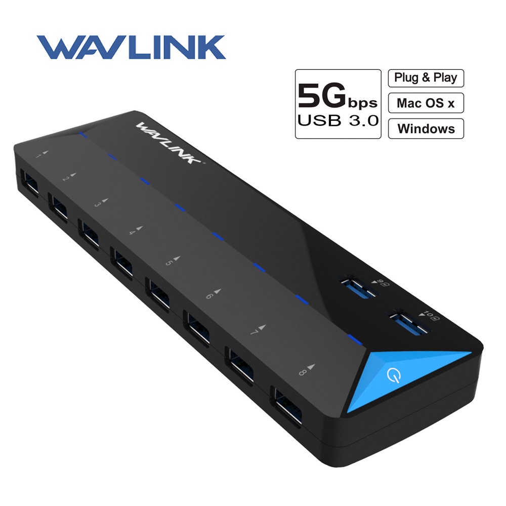 Wavlink 10-Port USB 3.0 Super Speed Hub with Two Fast Charging Ports ...