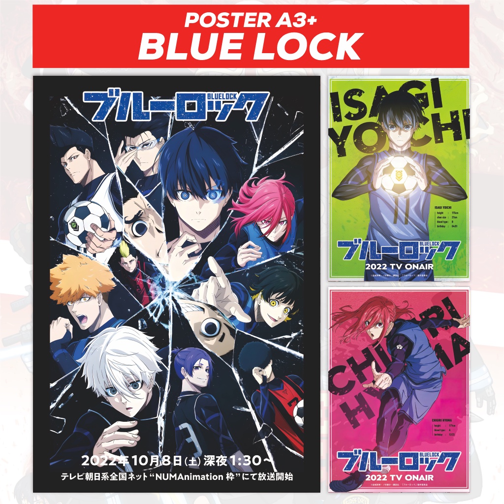 Blue Lock Anime Poster - Size A3+ Meguru Bachira, Yoichi Isagi, Hyouma ...