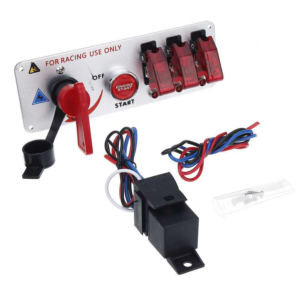 12V Auto LED Toggle Ignition Switch Panel Racing Car Engine Start Push ...