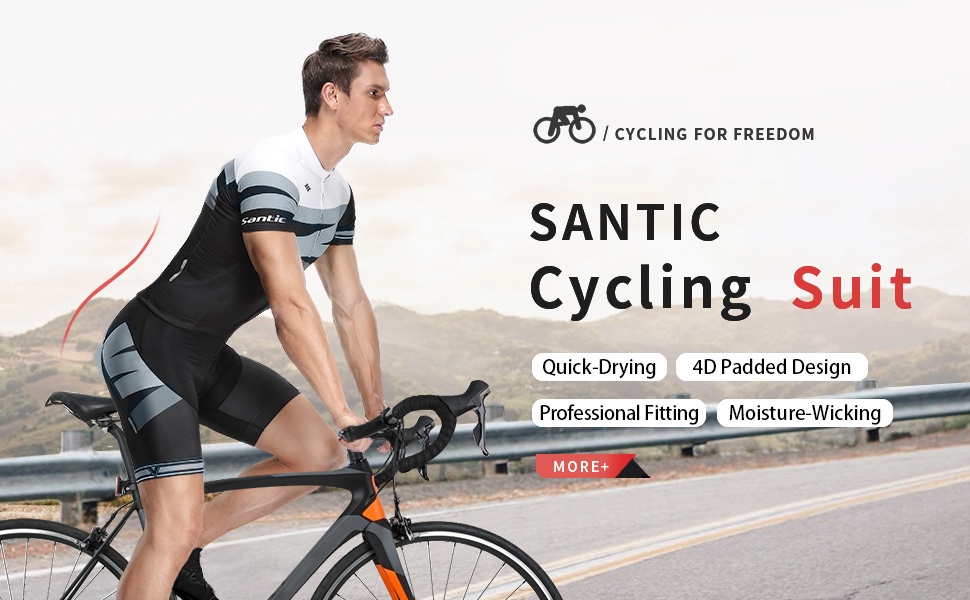Santic Men Cycling Suit Cyling Jersey Bib Shorts Pockets MTB Bike ...