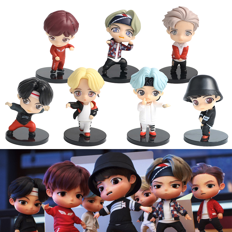 7Pcs/Set BTS TinyTAN Mini Figure Bangtan Boys Groups BTS Anime Figurine ...