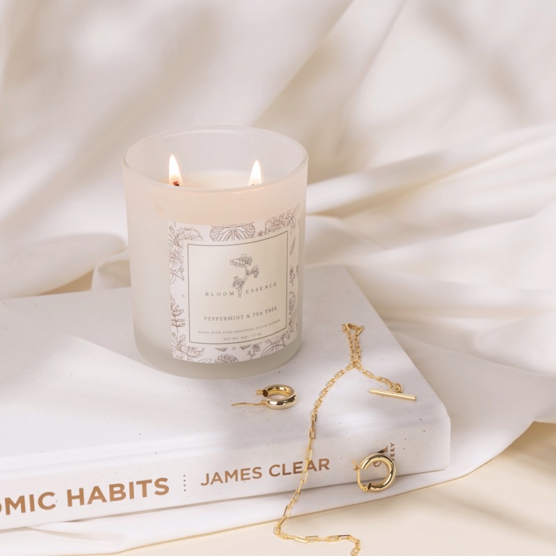 Peppermint & Tea Tree | Essential Oil | Vegan | Luxury Scented Candle ...