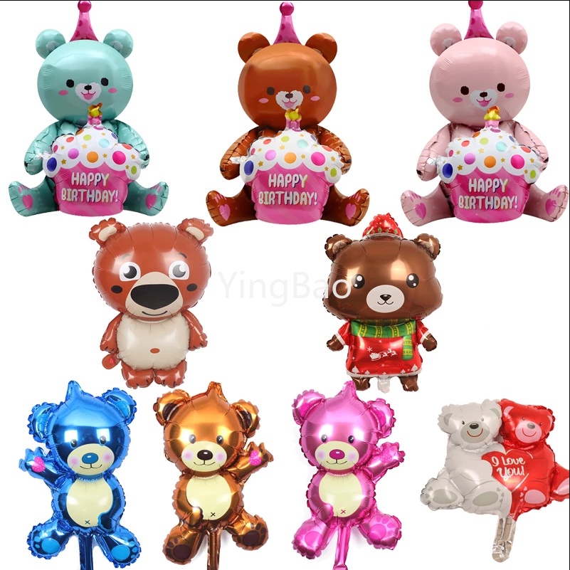 ins 4D Bear Foil Balloon Baby Birthday Photo Props Cartoon Aluminum ...