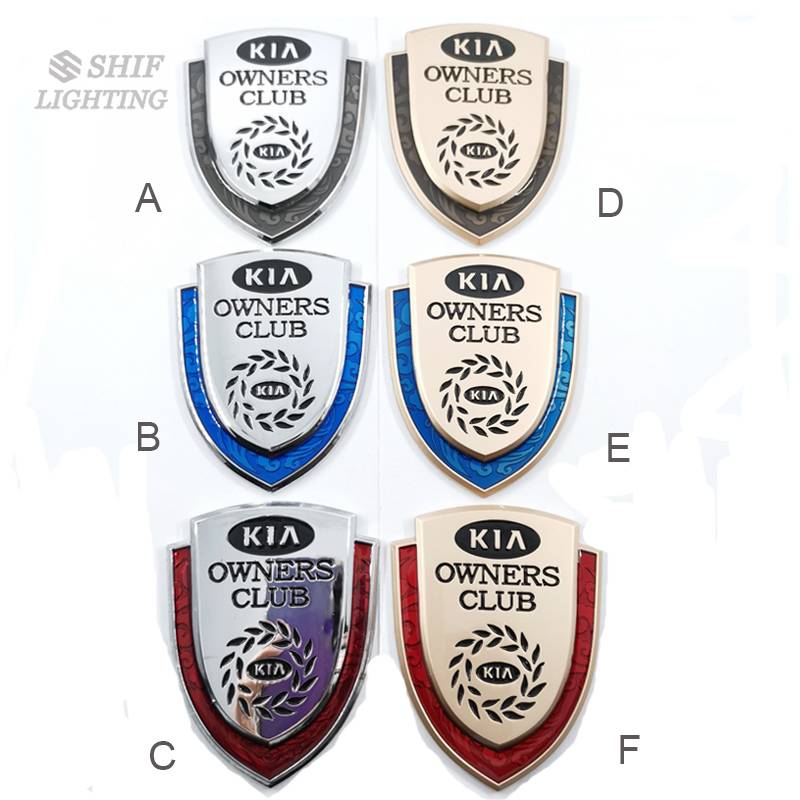 1 x New Metal KIA CLUB Auto Car Side Rear Decorative Emblem Badge ...