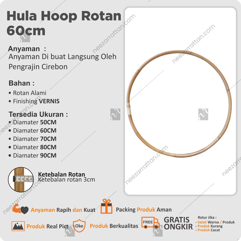 Ring Hula Hoop / hulahoop / hulahop / holahop Shrink Rattan Belly 60cm ...
