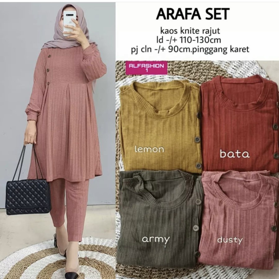 Arafa Women's Gamis Dress Set (Army, Brick, Dusty, Lemon) | Shopee Philippines