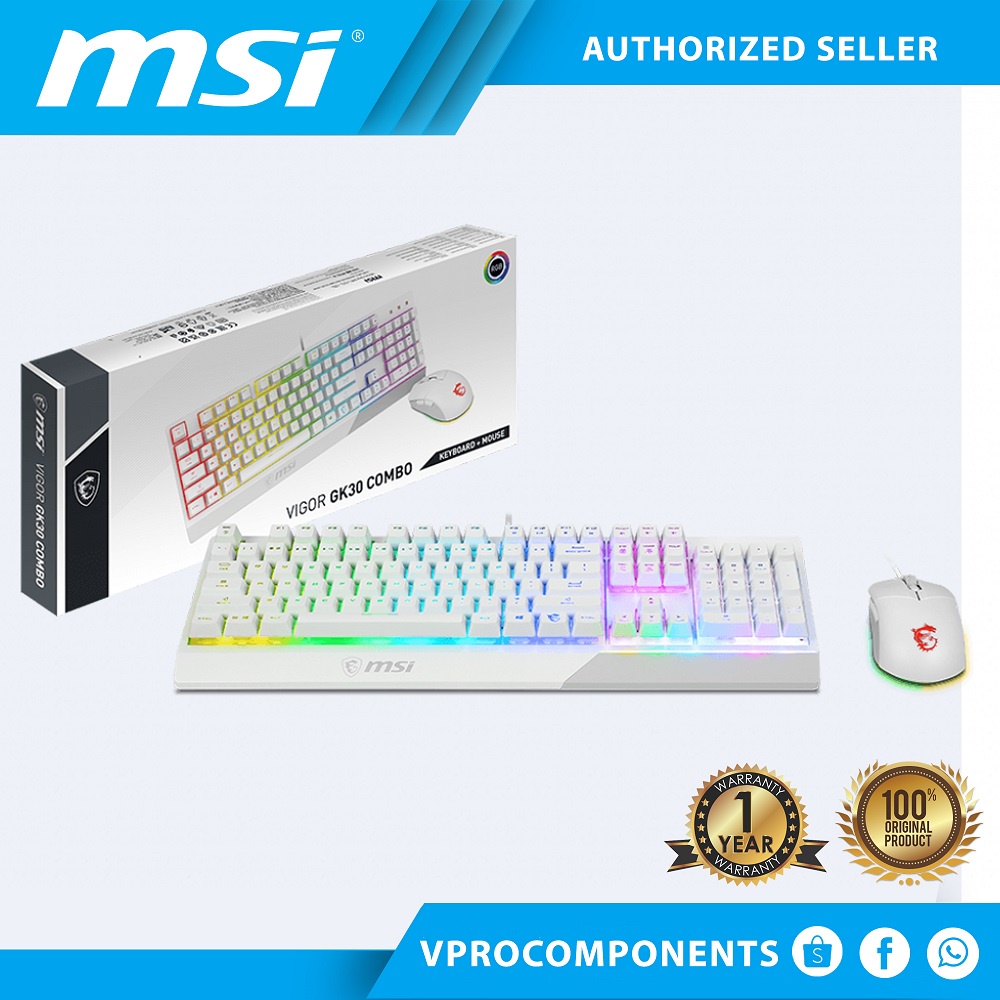 MSI Vigor GK30 White RGB Gaming Keyboard and Mouse Combo | Shopee ...