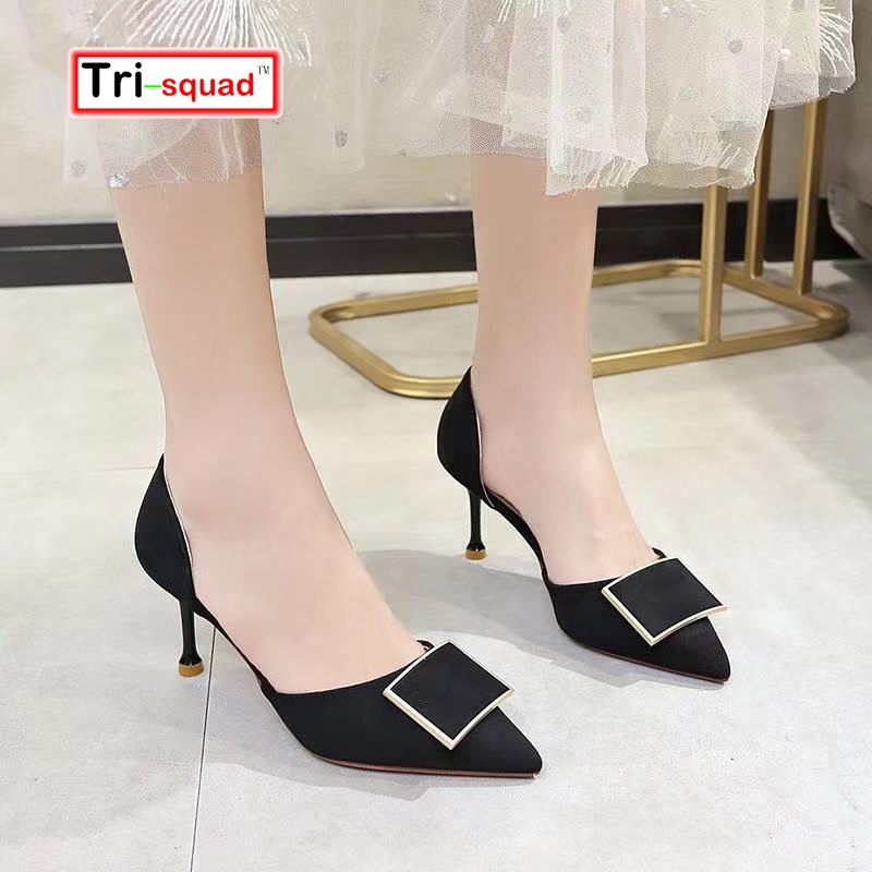 Korean fashion pointed heels trendy elegant simple office pointed toe ...