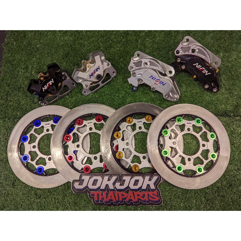 Nissin 4pot 2pot Caliper Set w/ 220mm Float Disk (Mio/Sporty/Soul Carb/M3/Fino) *Bracket ...