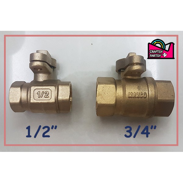 Brass Ball Valve w/ Lock Wing 1/2" and 3/4" for Water Meter Copper Gate Valve Water Meter Front ...