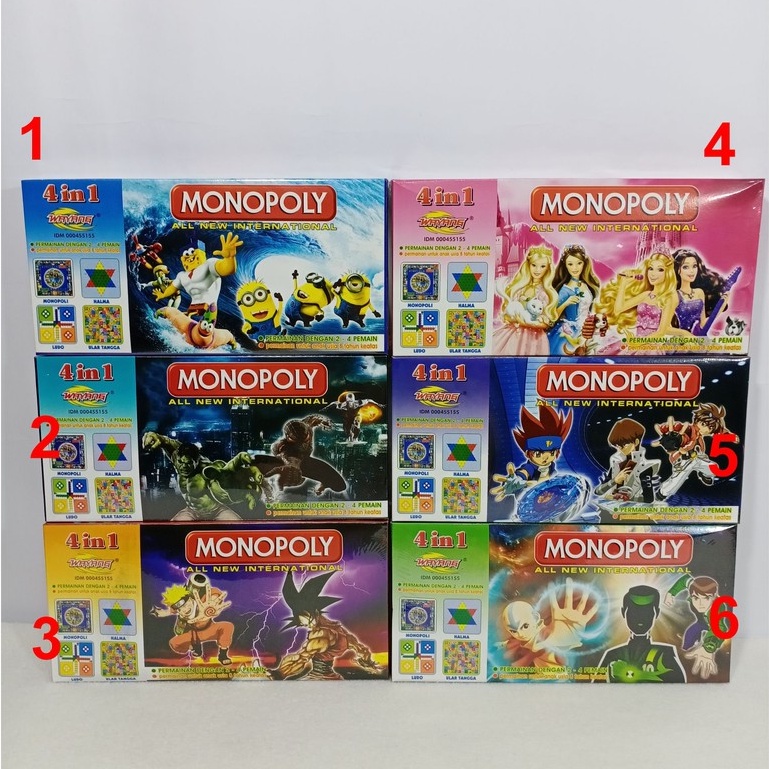 Monopoly 4in1 Small Box Board Game Family Game Monopoly Wayang 4 in 1 ...
