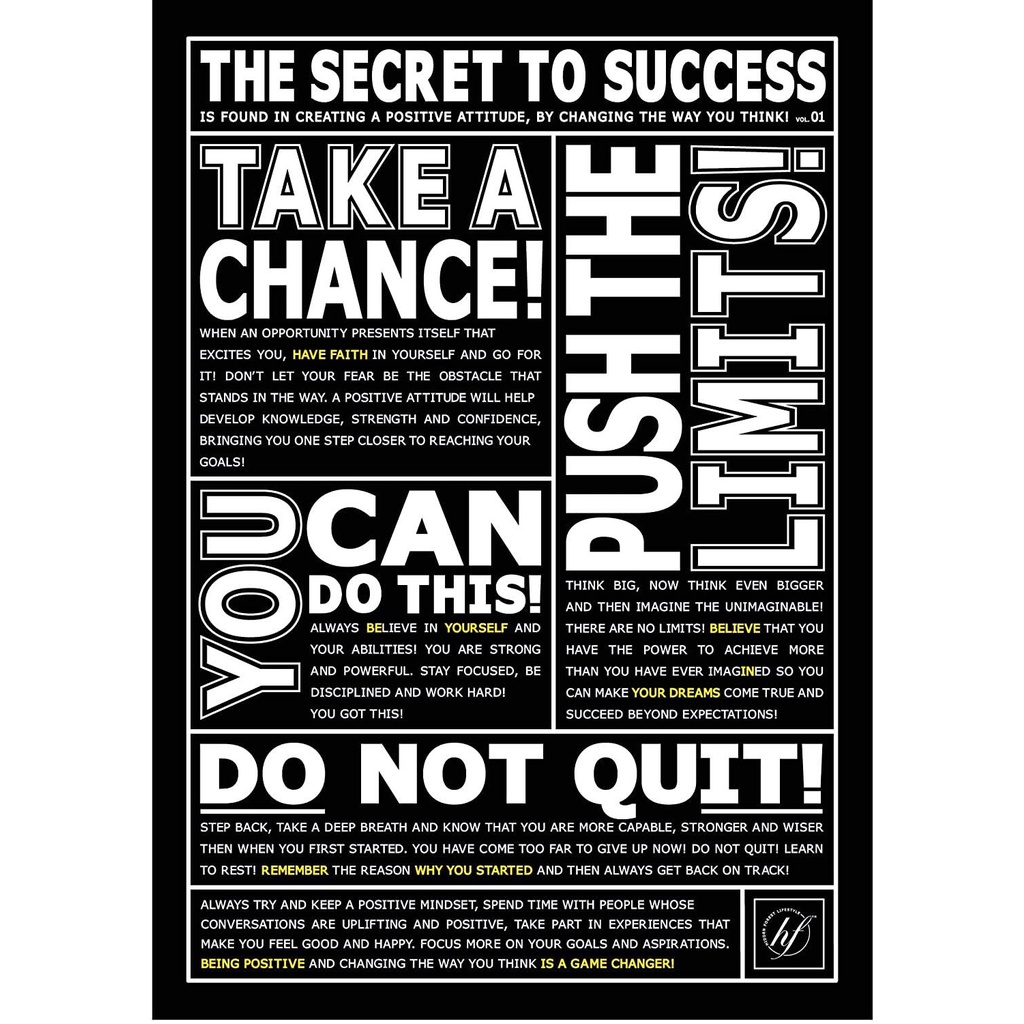 The Secret to Success Motivational Poster Poster for Office Decor ...