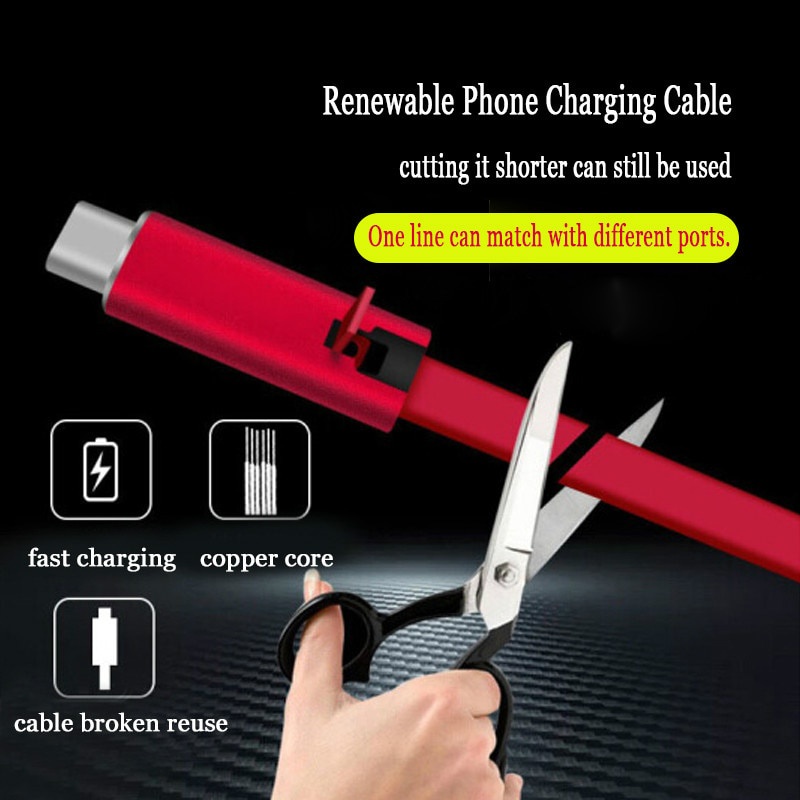 Adjustable USB Cable Renewable Phone Charging Cable For Cutting Quickly ...