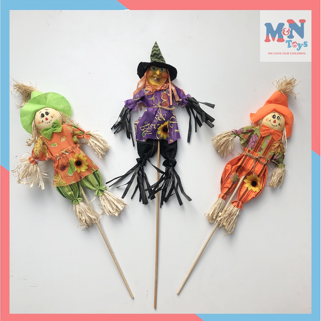 Witch mannequin, straw scarecrow Halloween decoration 40cm high for ...