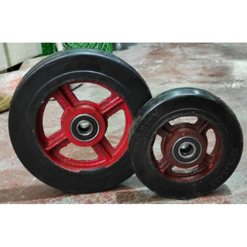 Push Cart Wheel 6" / 8" / 10" Heavy Duty Steel Body Rubber Wheel ...